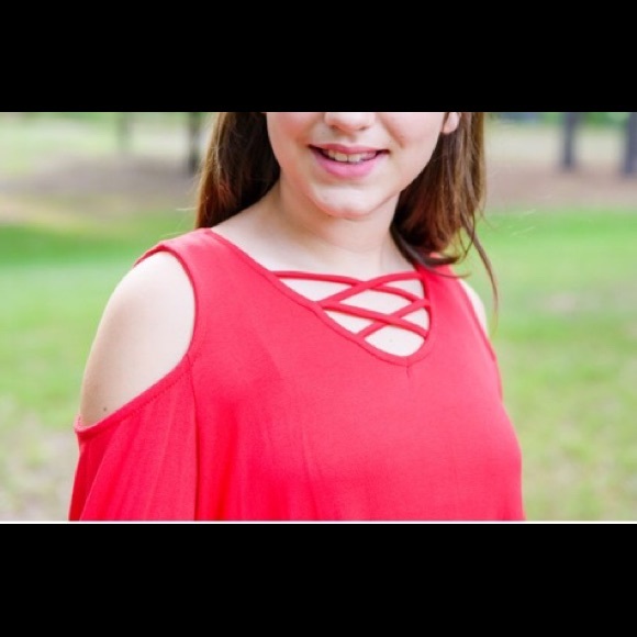 Shirts & Tops | Nwt Tween Sized Red Cold Shoulder Top 15 | Poshmark
